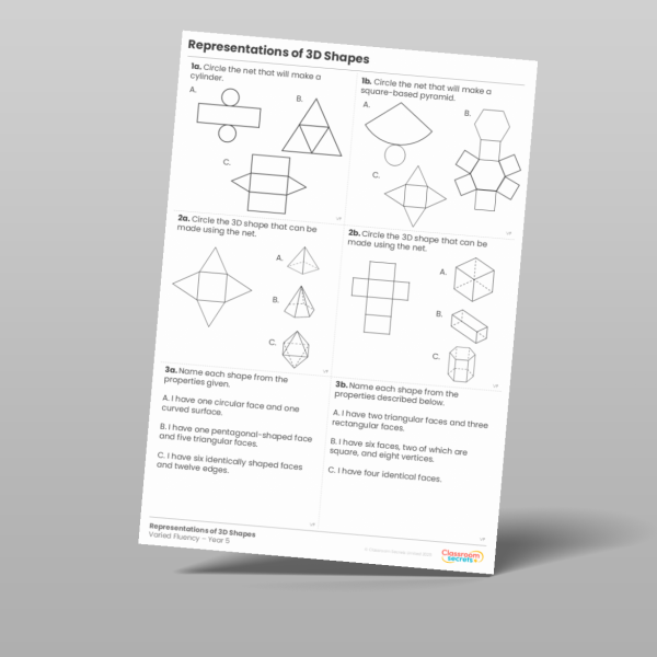 Year 5 Representations Of 3d Shapes Varied Fluency Resource | Classroom ...