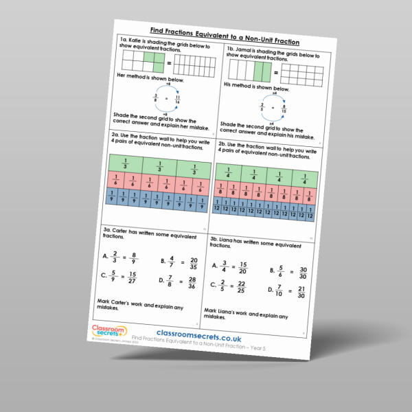 Year 5 Find Fractions Equivalent To A Non Unit Fraction Reasoning And ...