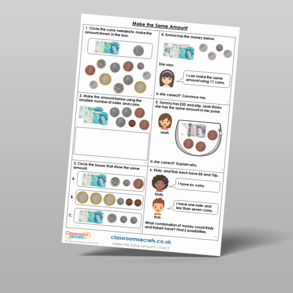 Year 2 Make The Same Amount Mixed Activity Resource | Classroom Secrets