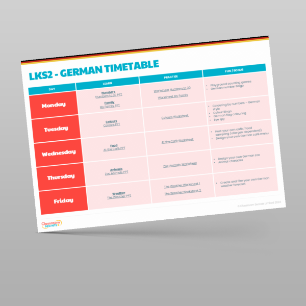 German Timetable Resource | Classroom Secrets