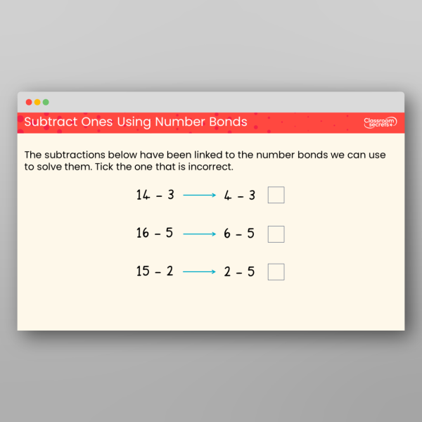 Year 1 Subtract Ones Using Number Bonds Teaching Ppt Resource ...