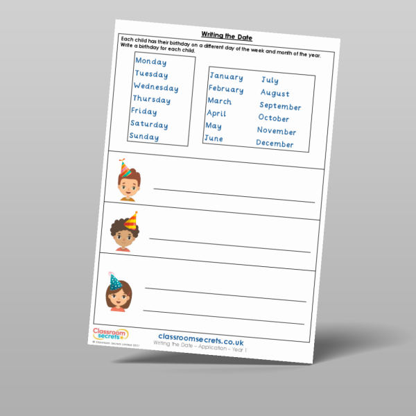 Year 1 Writing The Date Application Resource | Classroom Secrets