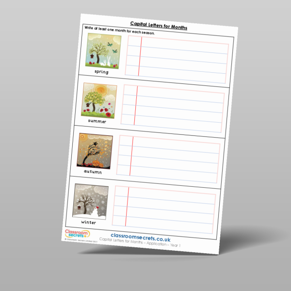 Year 1 Capital Letters For Months Application Resource | Classroom Secrets