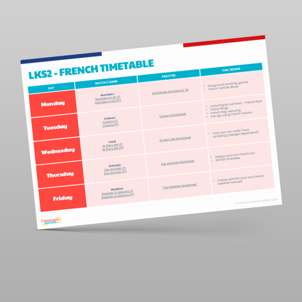 French Timetable Resource | Classroom Secrets