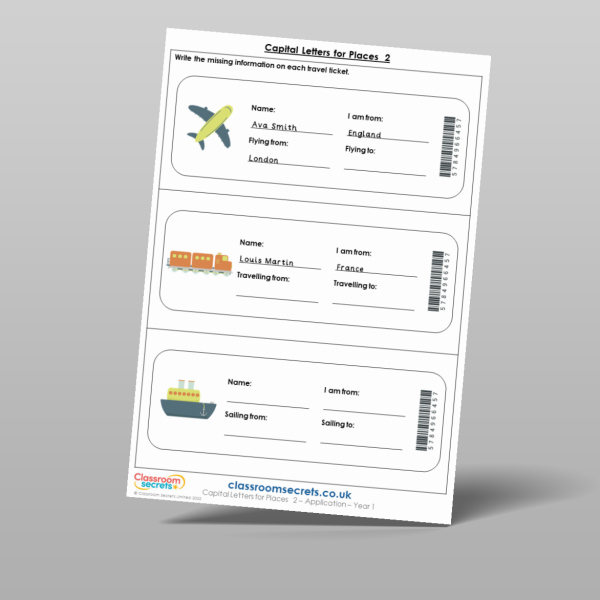 Year 1 Capital Letters For Places 2 Application Resource | Classroom ...