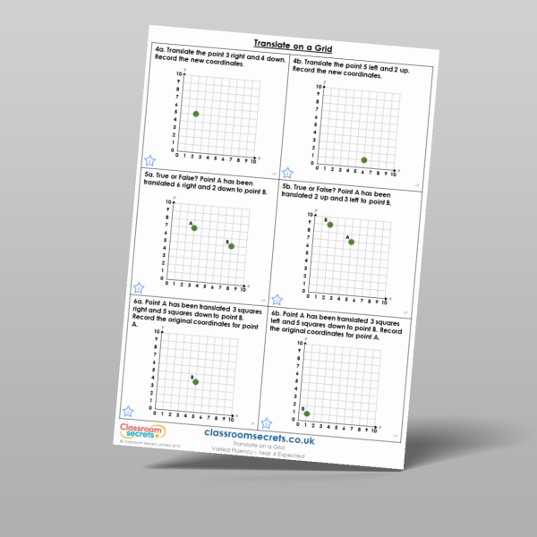 Year 4 Translate On A Grid Varied Fluency Resource | Classroom Secrets