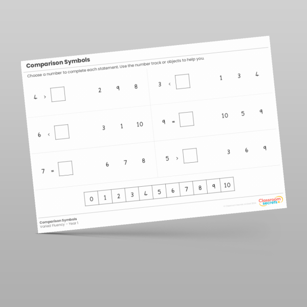 Year 1 Comparison Symbols Varied Fluency Resource | Classroom Secrets