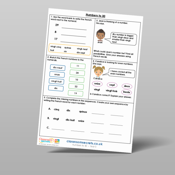 Year 3 Numbers To 30 Main Activity Resource | Classroom Secrets