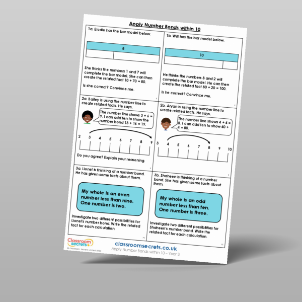 Year 3 Apply Number Bonds Within 10 Reasoning And Problem Solving Resource | Classroom Secrets
