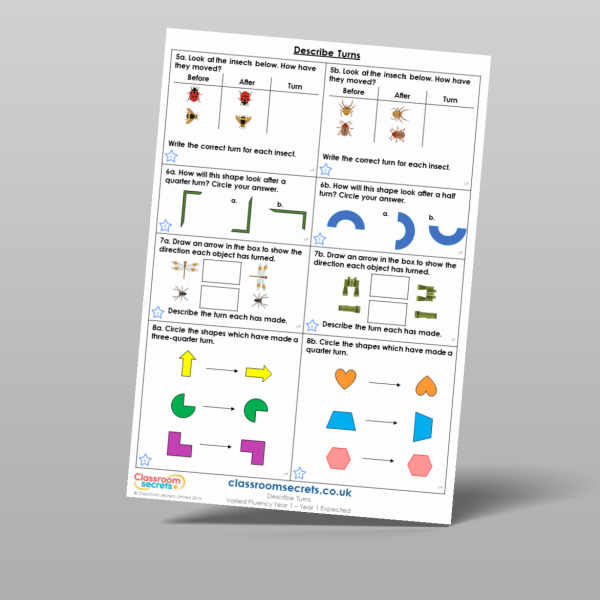 Year 1 Describe Turns Varied Fluency Resource | Classroom Secrets