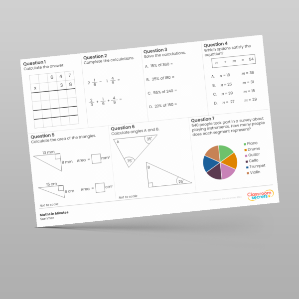Year 6 Maths In Minutes Recap Resource | Classroom Secrets