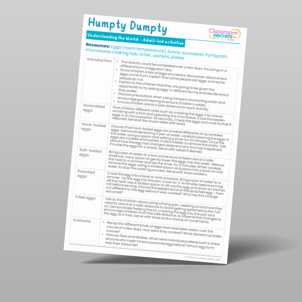 Eyfs Humpty Dumpty Understanding The World Resource | Classroom Secrets