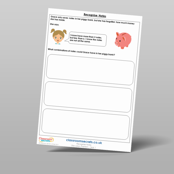 Year 1 Recognise Notes Discussion Problem Resource | Classroom Secrets