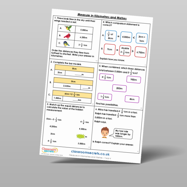 Year 4 Measure In Kilometres And Metres Mixed Activity Resource ...