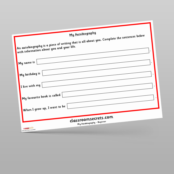 Year 1 Autobiography Writing Prompt Resource | Classroom Secrets