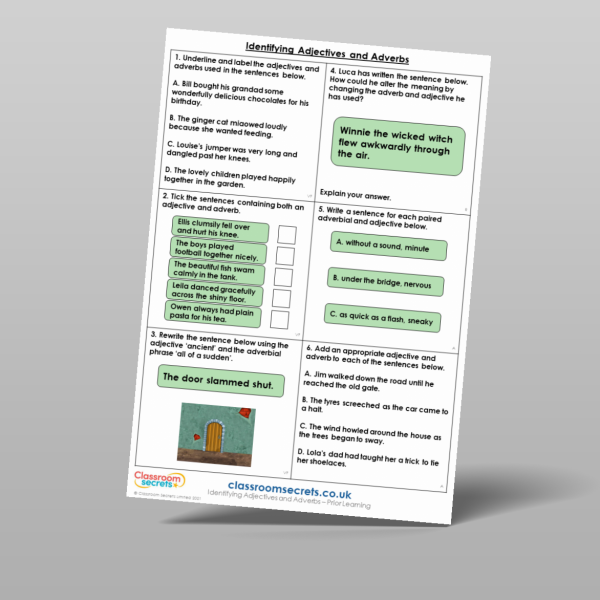 Year 6 Identifying Adjectives And Adverbs Prior Learning Resource ...