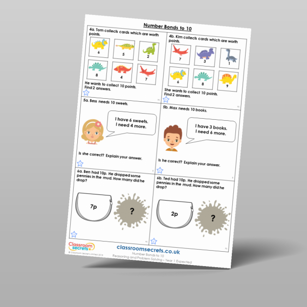 Year 1 Number Bonds To 10 Reasoning And Problem Solving Resource | Classroom Secrets