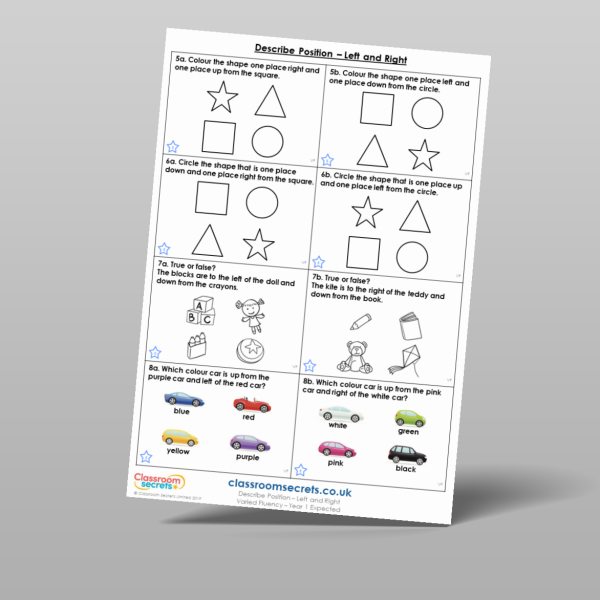 Year 1 Describe Position Forwards And Backwards Varied Fluency Resource ...