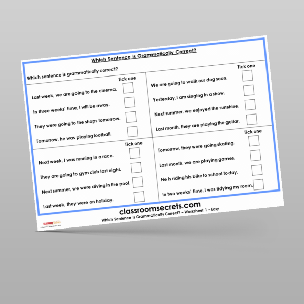 KS2 Which Sentence Is Grammatically Correct Test Practice Resource ...