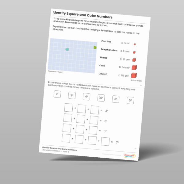 Year 6 Identify Square And Cube Numbers Discussion Problem Resource ...