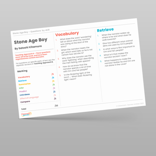 LKS2 Reading Skills Stone Age Boy Resource | Classroom Secrets