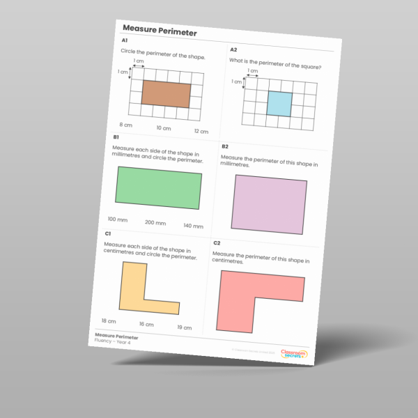 Year 4 Measure Perimeter Fluency Matrix Resource | Classroom Secrets