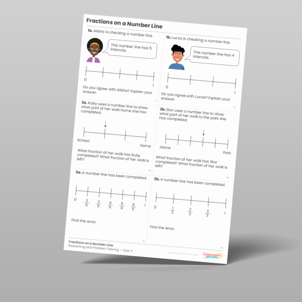 Year 3 Fractions On A Number Line Reasoning And Problem Solving 2 ...