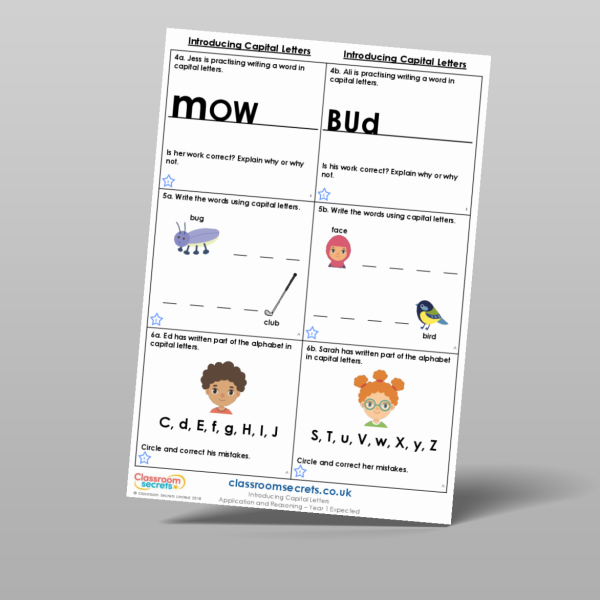 Year 1 Introducing Capital Letters Application And Reasoning Resource ...