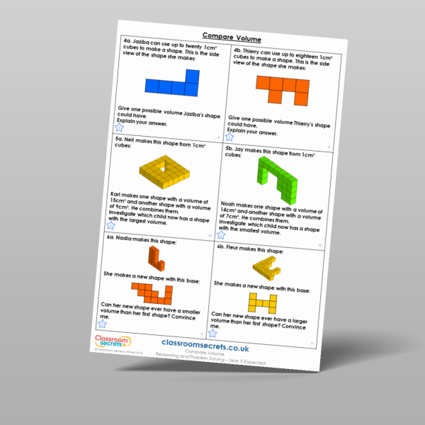 Year 5 Compare Volume Reasoning And Problem Solving Resource ...