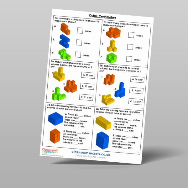 Year 5 Cubic Centimetres Varied Fluency Resource | Classroom Secrets