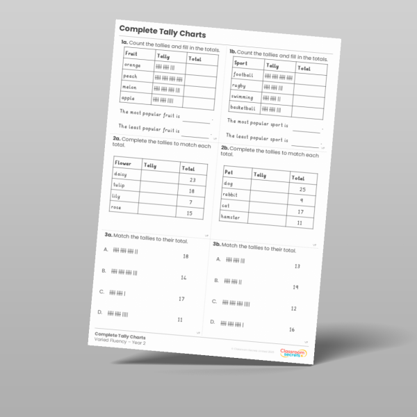 Year 2 Complete Tally Charts Varied Fluency Resource | Classroom Secrets