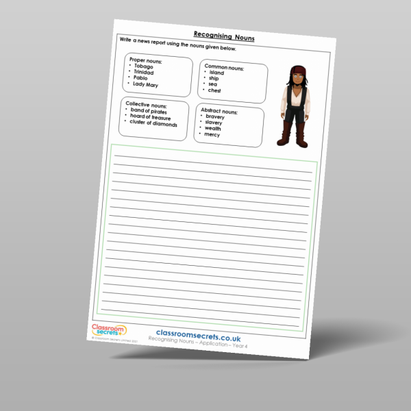 Year 4 Recognising Nouns Application Resource Classroom Secrets