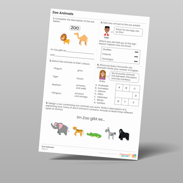Year 4 Zoo Animals Main Activity 2 Resource | Classroom Secrets