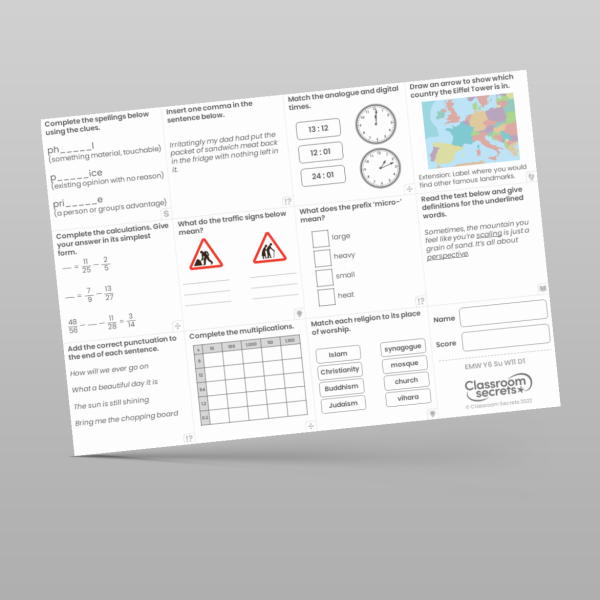 Year 6 Early Morning Work Summer Week 12 Resource | Classroom Secrets