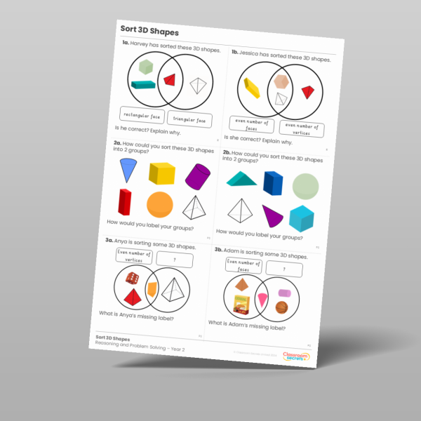 Year 2 Sort 3d Shapes Reasoning And Problem Solving 2 Resource ...