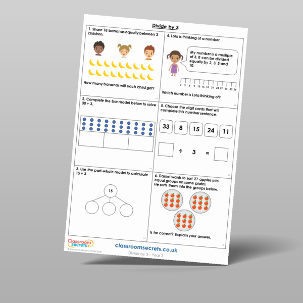Year 3 Divide By 3 Mixed Activity Resource | Classroom Secrets