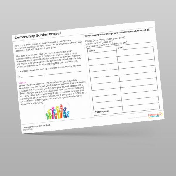 Year 6 Community Garden Project Resource | Classroom Secrets