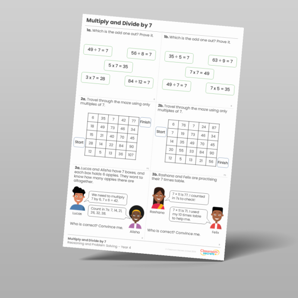 Multiply and Divide by 7 Reasoning and Problem Solving Resource | Classroom Secrets