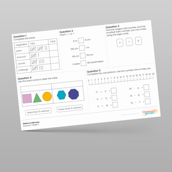 Year 3 Autumn Week 3 Maths In Minutes Resource | Classroom Secrets