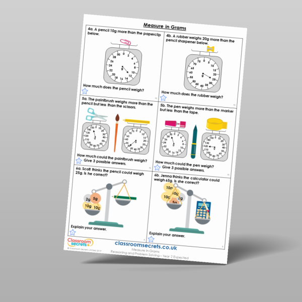 Year 2 Measure In Grams Reasoning And Problem Solving Resource Classroom Secrets