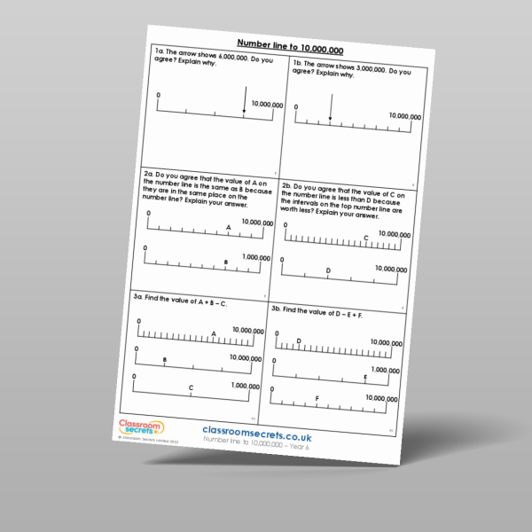 Year 6 Number Line To 10 000 000 Reasoning And Problem Solving Resource ...