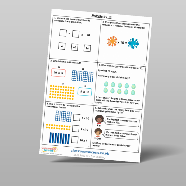 Year 4 Multiply By 10 Prior Learning Resource | Classroom Secrets