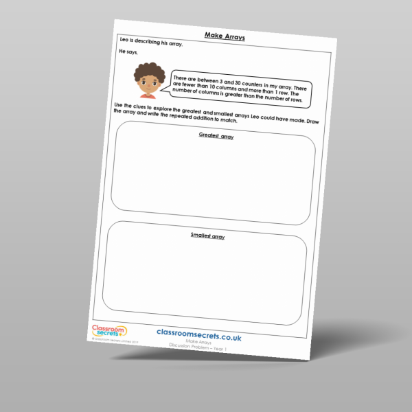 Year 1 Make Arrays Discussion Problem Resource | Classroom Secrets