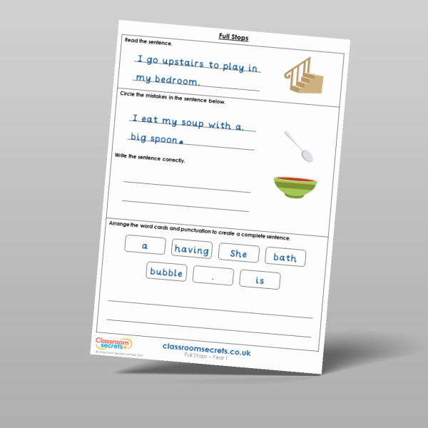 Year 1 Full Stops Mixed Activity Resource | Classroom Secrets