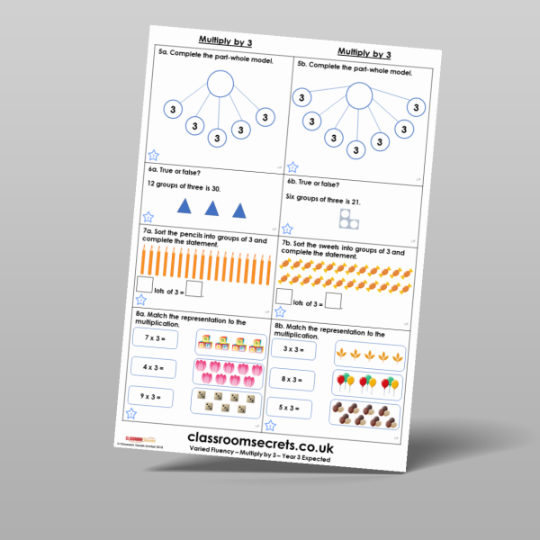 Year 3 Multiply By 3 Varied Fluency Resource | Classroom Secrets