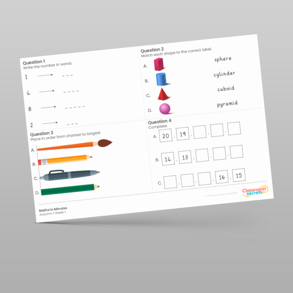 Year 2 Autumn Week 1 Maths Early Morning Work Resource | Classroom Secrets