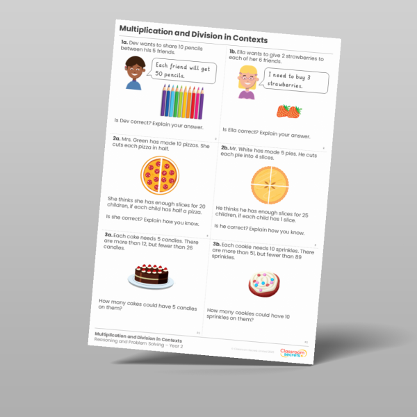 Year 2 Multiplication And Division In Contexts Reasoning And Problem ...