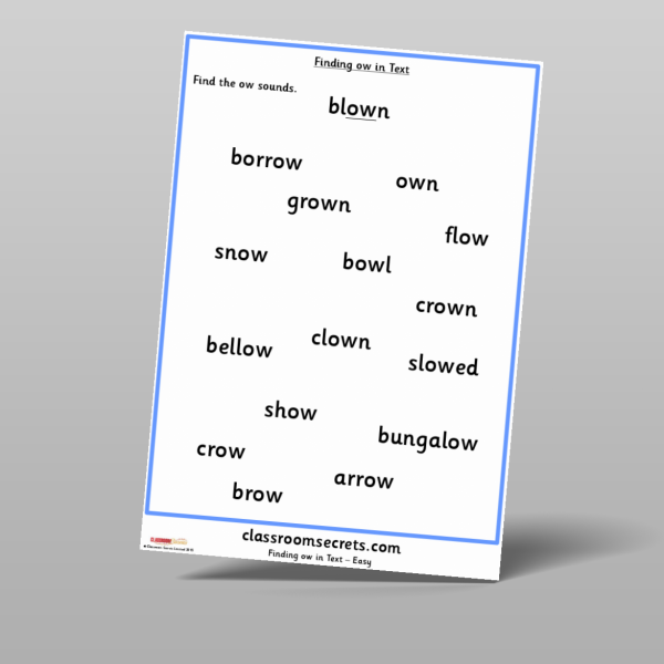 KS1 Finding Ow Snow In Text Activity Resource | Classroom Secrets