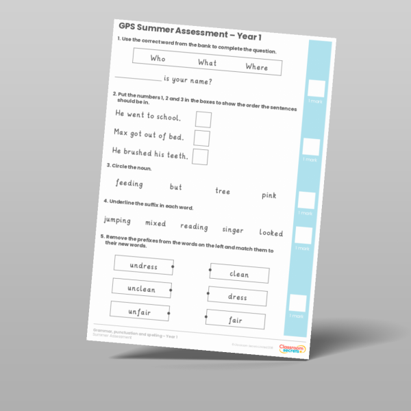 Year 1 Summer Term Gps Assessment Resource | Classroom Secrets