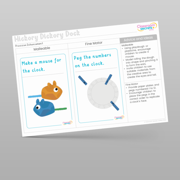 Eyfs Hickory Dickory Dock Provision Enhancements Resource | Classroom ...
